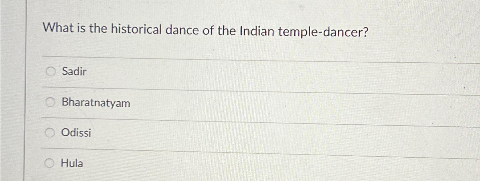 Solved What is the historical dance of the Indian | Chegg.com