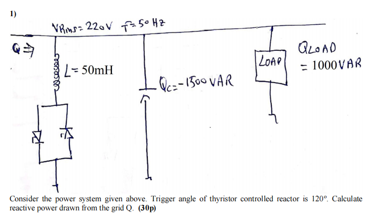Solved Consider the power system given above. Trigger angle | Chegg.com