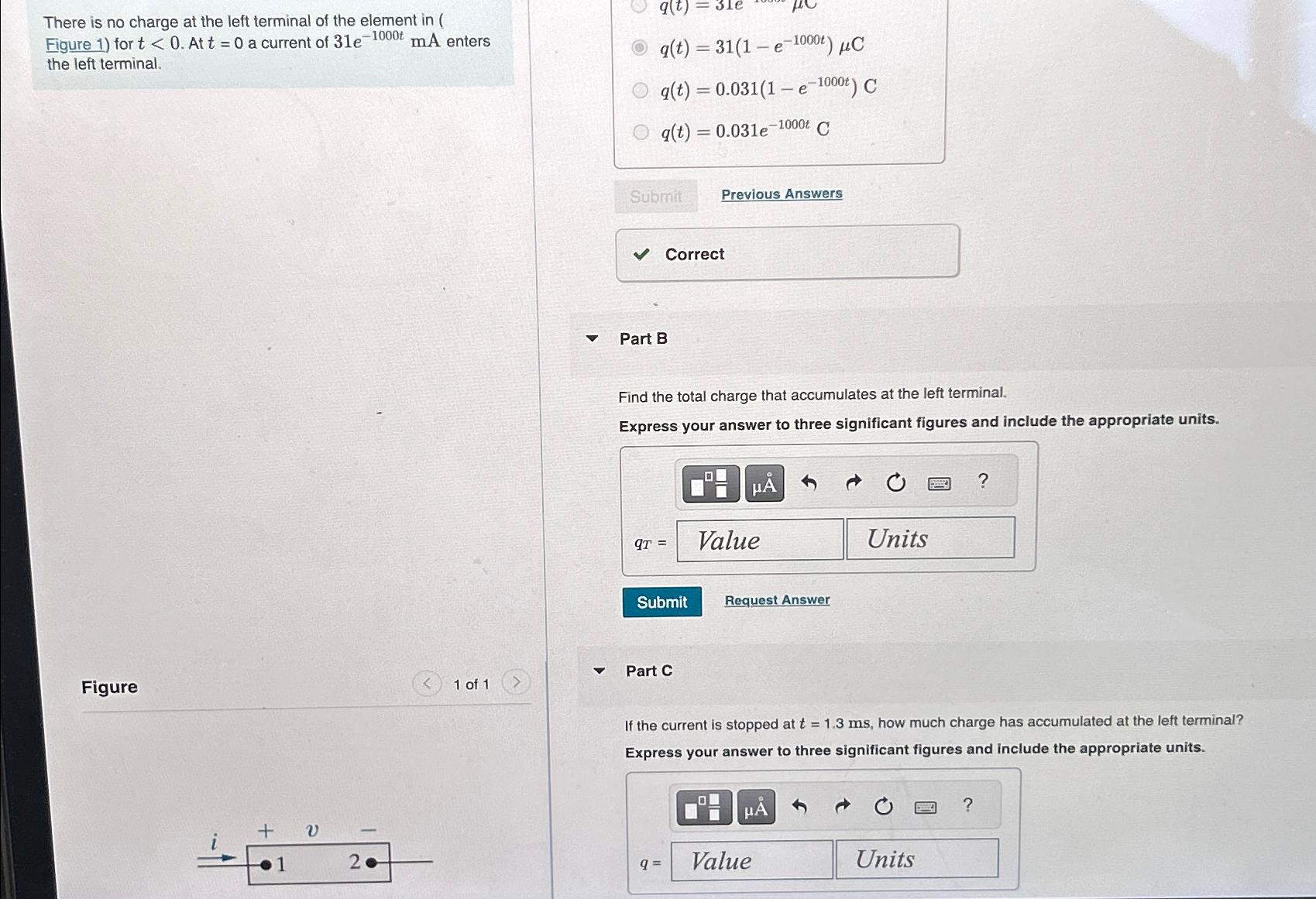 Solved There is no charge at the left terminal of the | Chegg.com