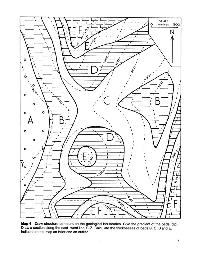 Map 4 ﻿Draw structure contours on the geological | Chegg.com