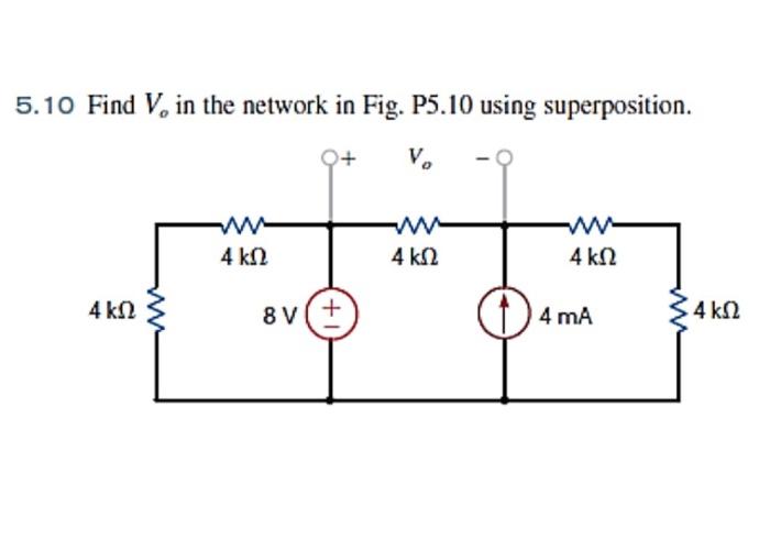 Solved 5.10 Find V, in the network in Fig. P5.10 using | Chegg.com