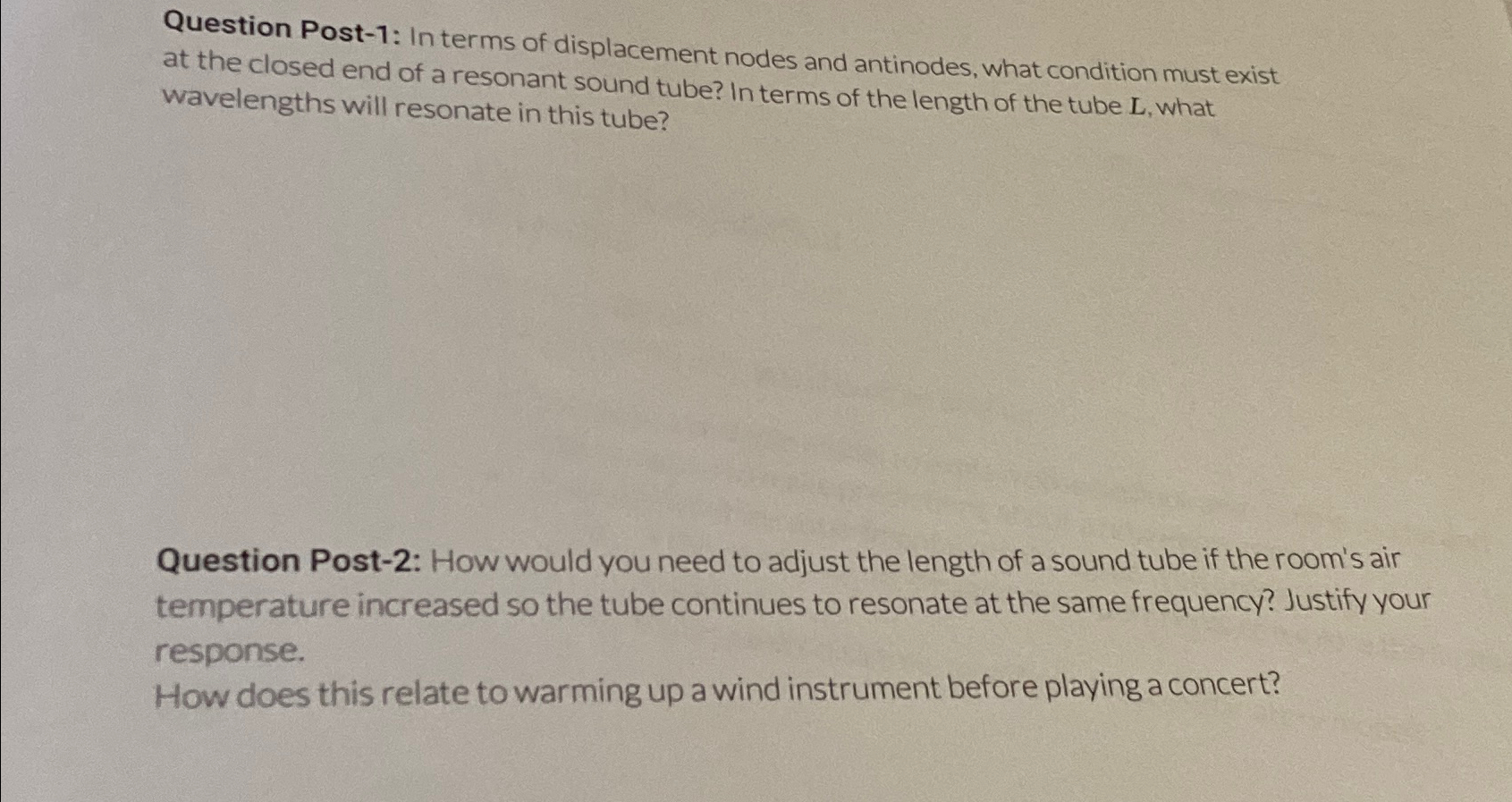 Solved Question Post-1: In terms of displacement nodes and | Chegg.com
