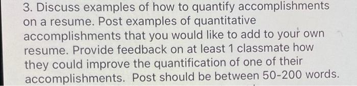 Solved 3. Discuss examples of how to quantify | Chegg.com
