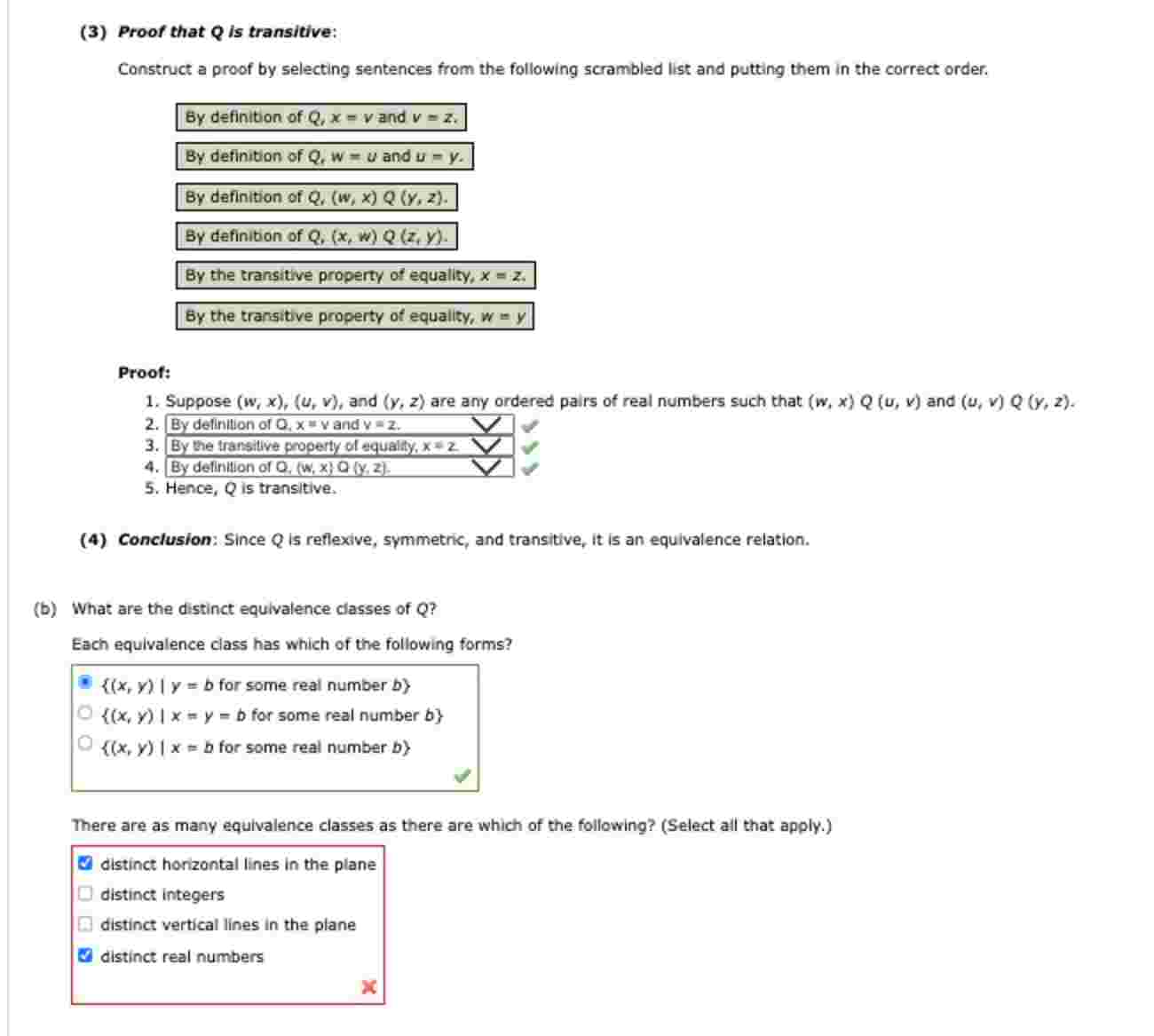Solved (3) ﻿Proof that Q is ﻿transitive:Construct a proof by | Chegg.com