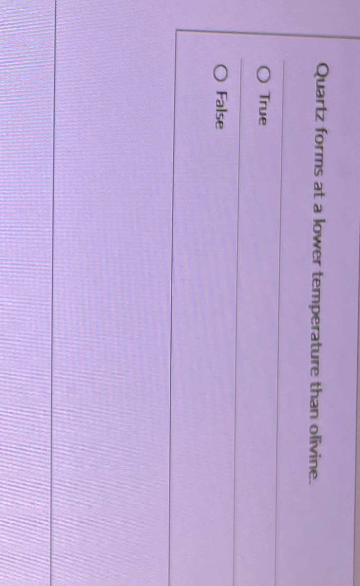 Solved Quartz forms at a lower temperature than | Chegg.com