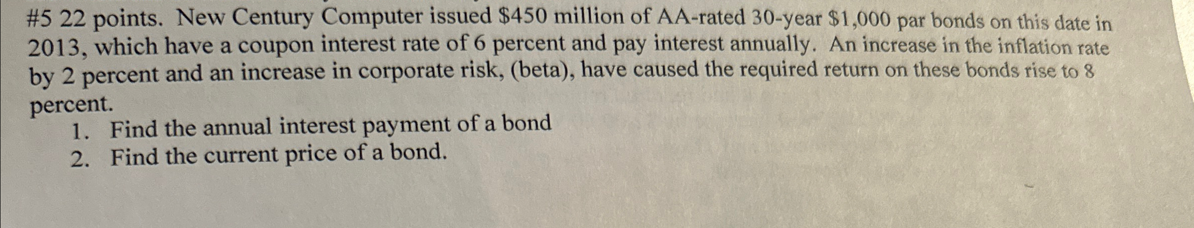 Solved #5 22 ﻿points. New Century Computer issued $450 | Chegg.com