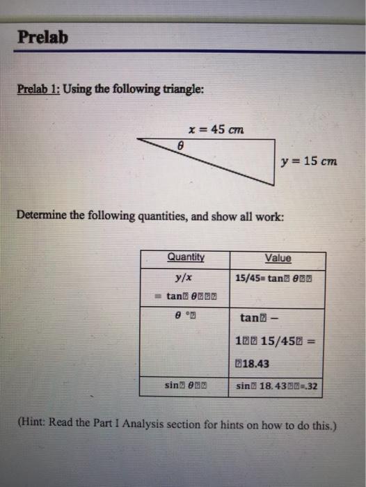 Solved Refer to Prelab 1 and use the values given in the | Chegg.com