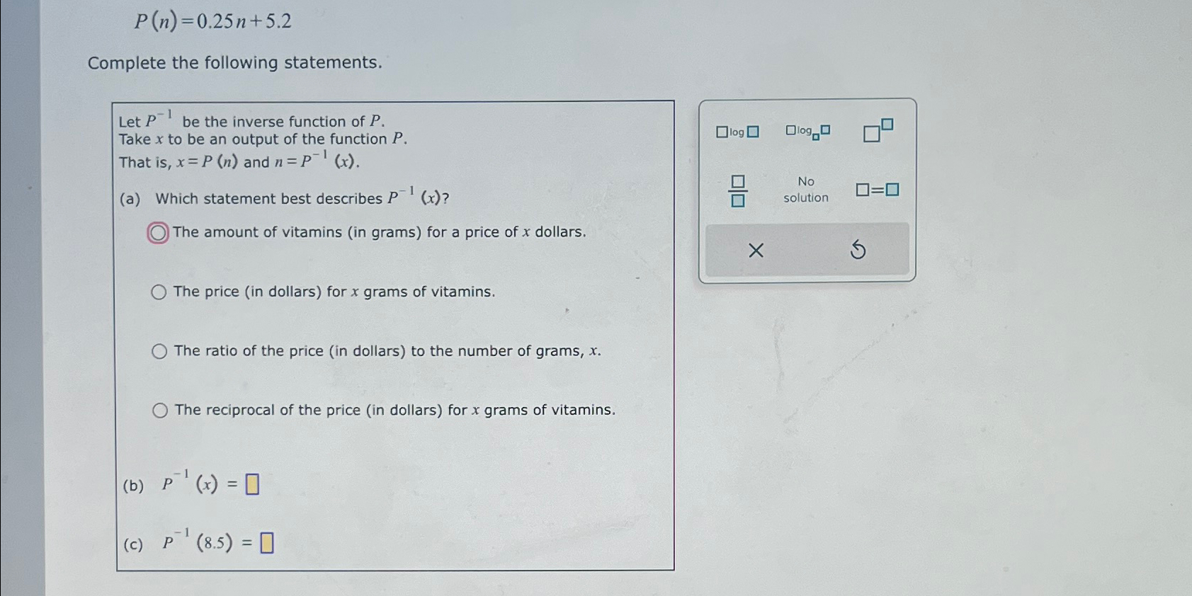 Solved P(n)=0.25n+5.2Complete the following statements.Let | Chegg.com