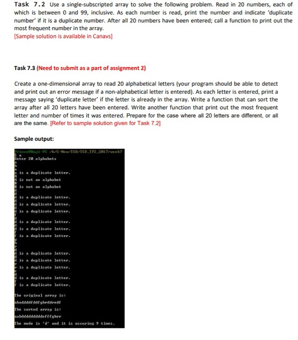 Solved Task 72 Use A Single Subscripted Array To Solve The 1477