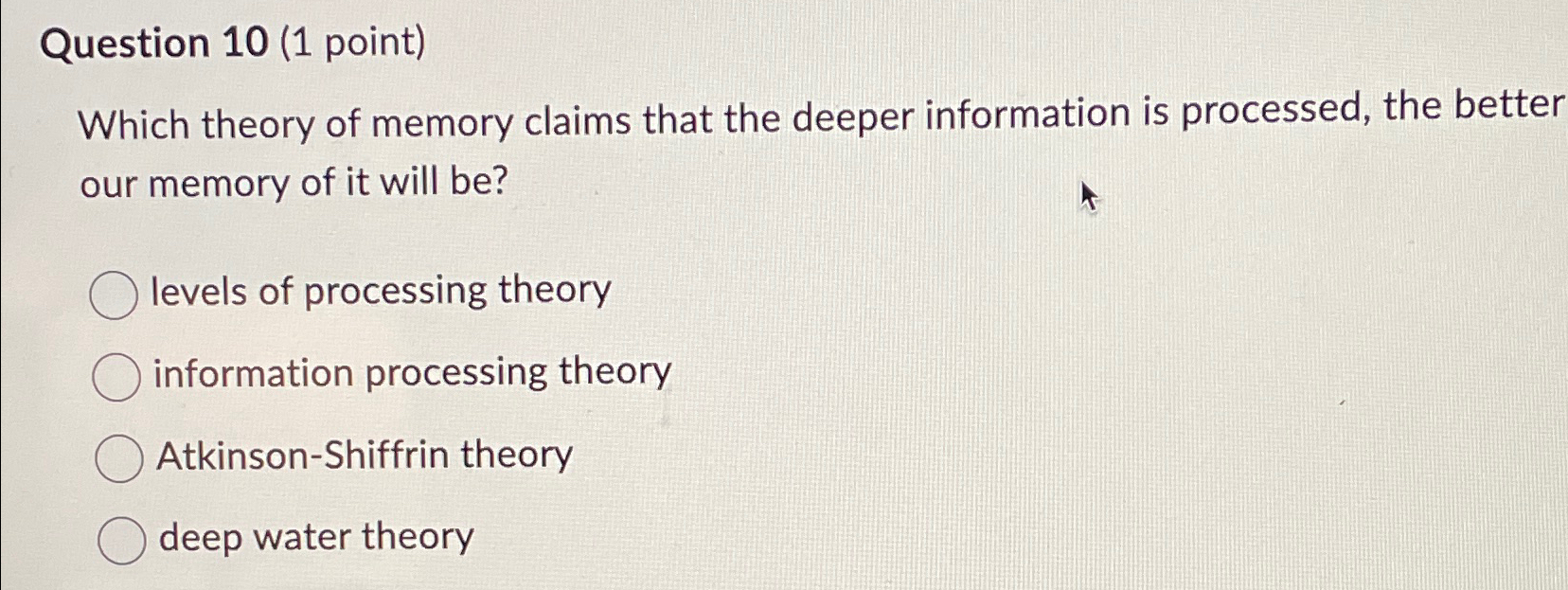 Solved Question 10 (1 ﻿point)Which theory of memory claims | Chegg.com
