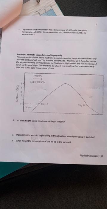 Solved 2. A parcet of air at cooo mieteri has a temperature | Chegg.com