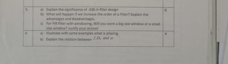Solved 5. a) Explain the significance of -3db in filter | Chegg.com