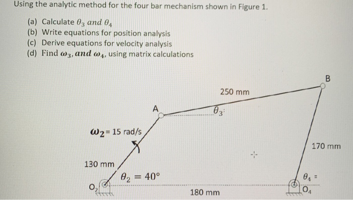 Solved Using the analytic method for the four bar mechanism | Chegg.com