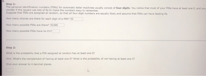 Solved Step 1: The personal identification numbers (PINS) | Chegg.com