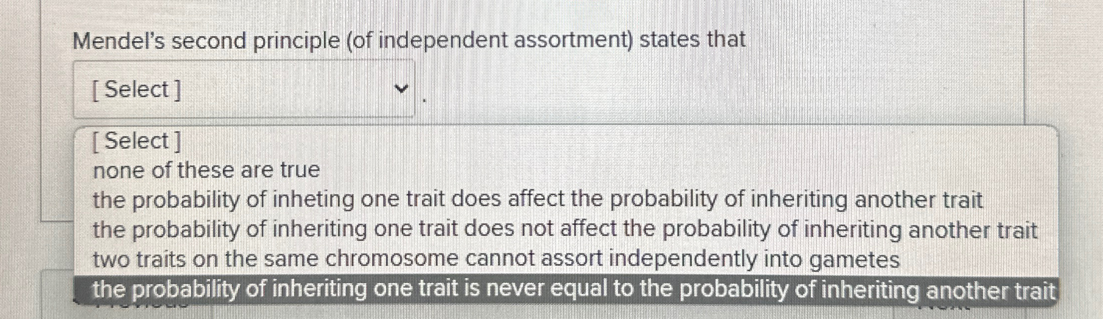 Solved Mendel's second principle (of independent assortment) | Chegg.com
