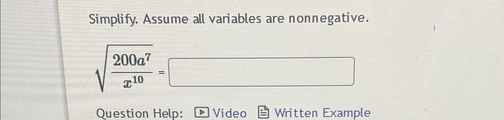 Solved Simplify. Assume all variables are | Chegg.com