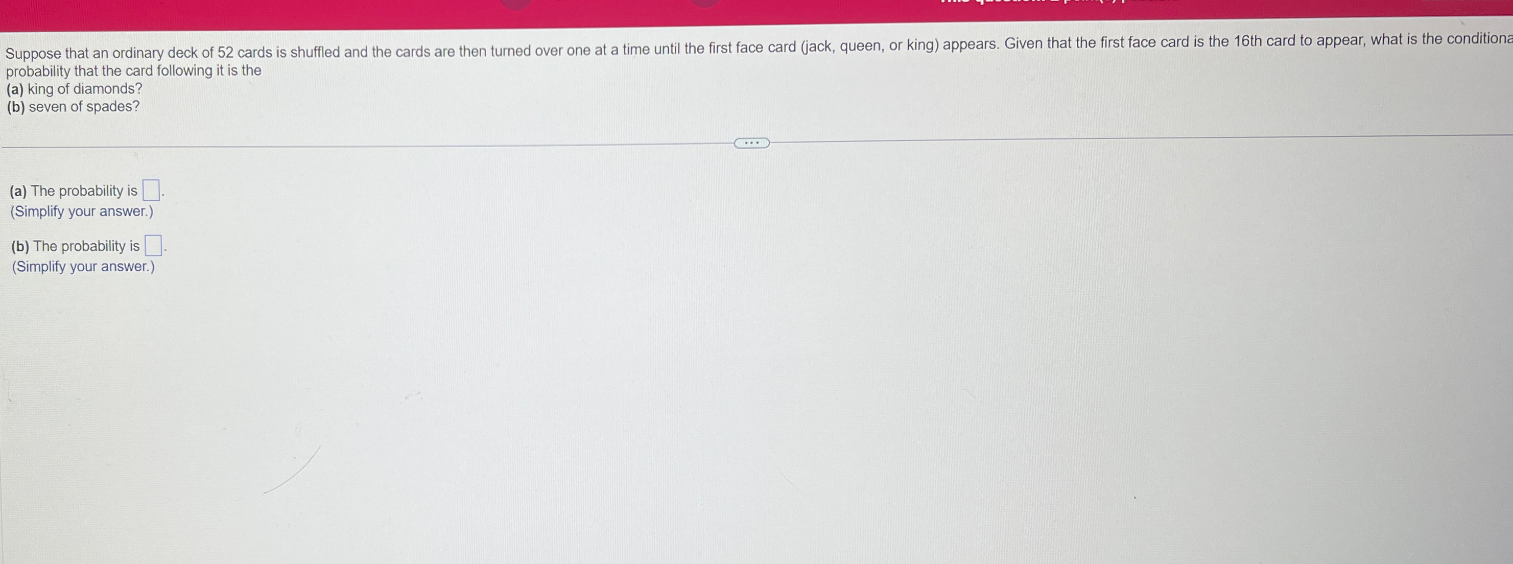 Solved Suppose that an ordinary deck of 52 ﻿cards is | Chegg.com