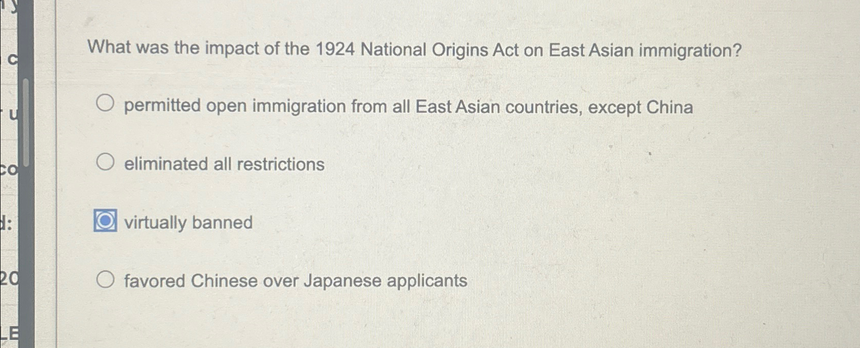 Solved What was the impact of the 1924 ﻿National Origins Act | Chegg.com