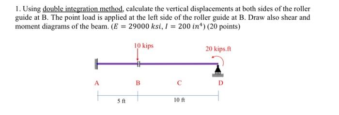 Solved 1. Using double integration method, calculate the | Chegg.com