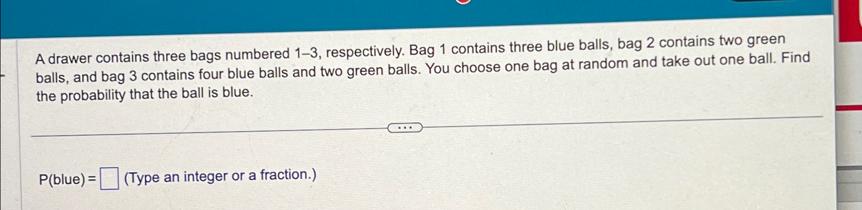 Solved A drawer contains three bags numbered 1-3, | Chegg.com