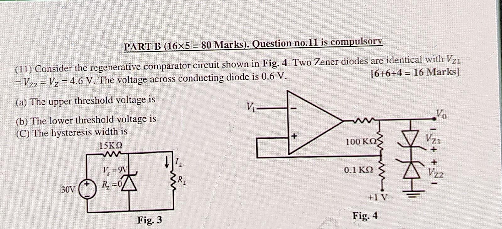 Solved (11) Consider the regenerative comparator circuit | Chegg.com
