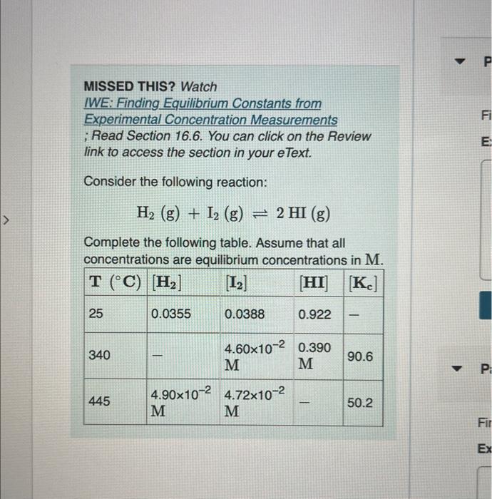 Solved MISSED THIS? Watch IWE: Finding Equilibrium Constants | Chegg.com