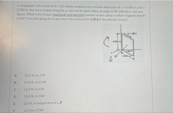 Solved A rectangular coil consist of N= 100 closely wrapped | Chegg.com