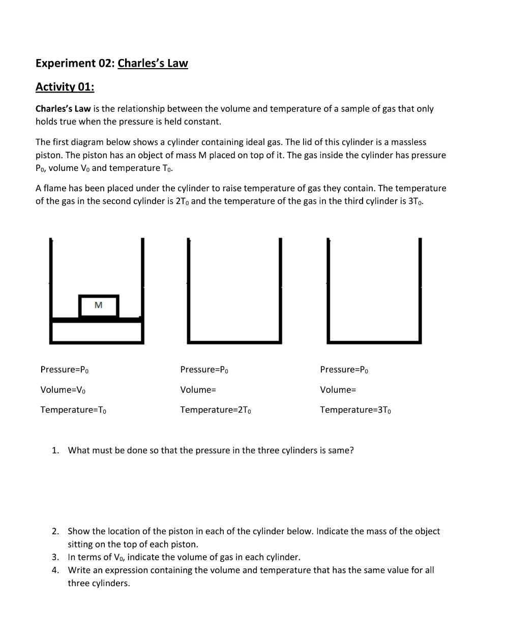 Solved Experiment 02: Charles's Law Activity 01: Charles's | Chegg.com