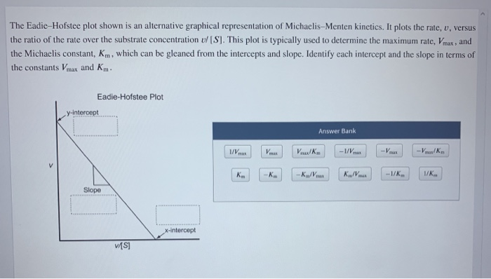 Solved The Eadie-Hofstee plot shown is an alternative | Chegg.com