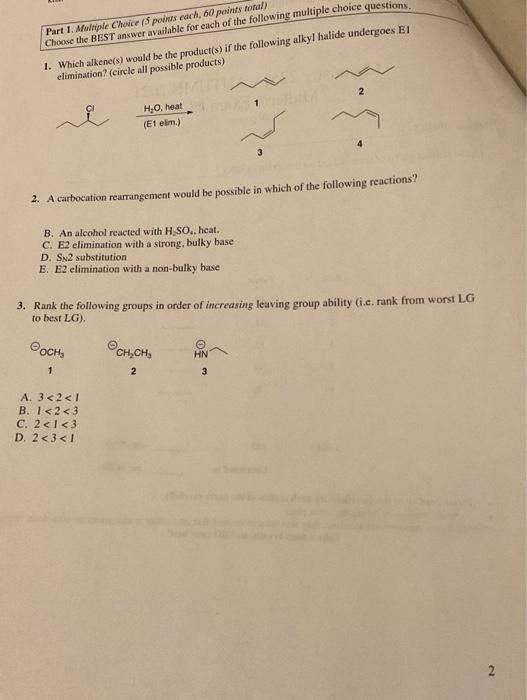 Solved Part I. Multiple Choice (5 points each, 60 points | Chegg.com