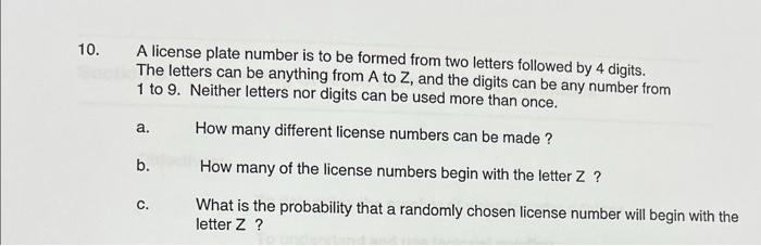 Solved 0. A license plate number is to be formed from two | Chegg.com