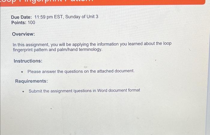Due Date: 11:59 pm EST, Sunday of Unit 3 Points: 100 | Chegg.com