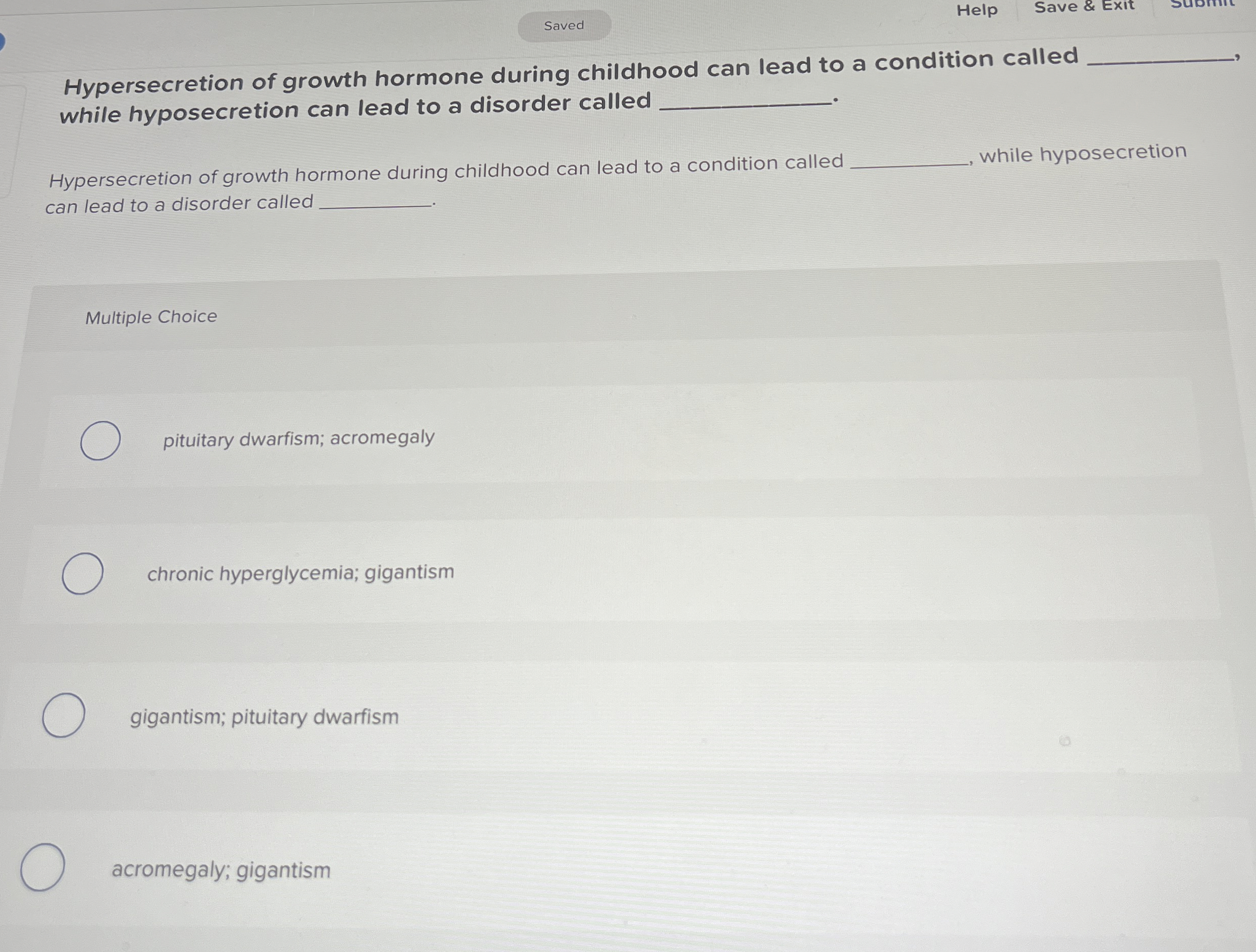 Solved Hypersecretion of growth hormone during childhood can | Chegg.com