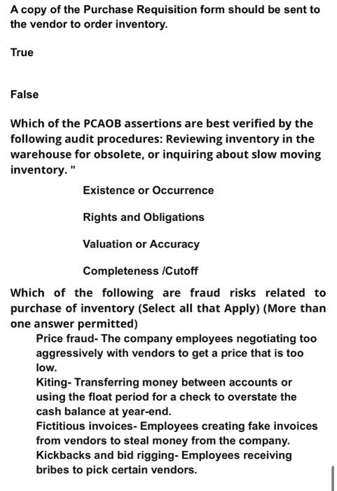 Solved A copy of the Purchase Requisition form should be | Chegg.com