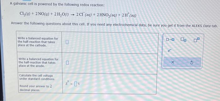 Solved A Galvanic Cell Is Powered By The Following Redox