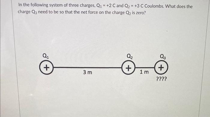 Solved In the following system of three charges, Q1=+2C and | Chegg.com