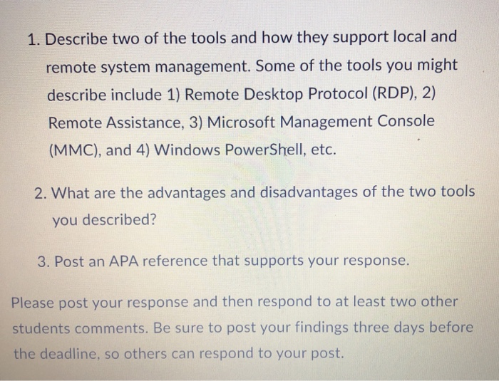 Solved 1. Describe two of the tools and how they support | Chegg.com