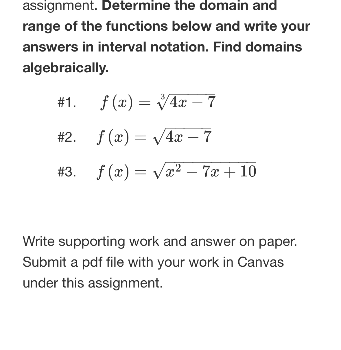Solved assignment. Determine the domain and range of the | Chegg.com