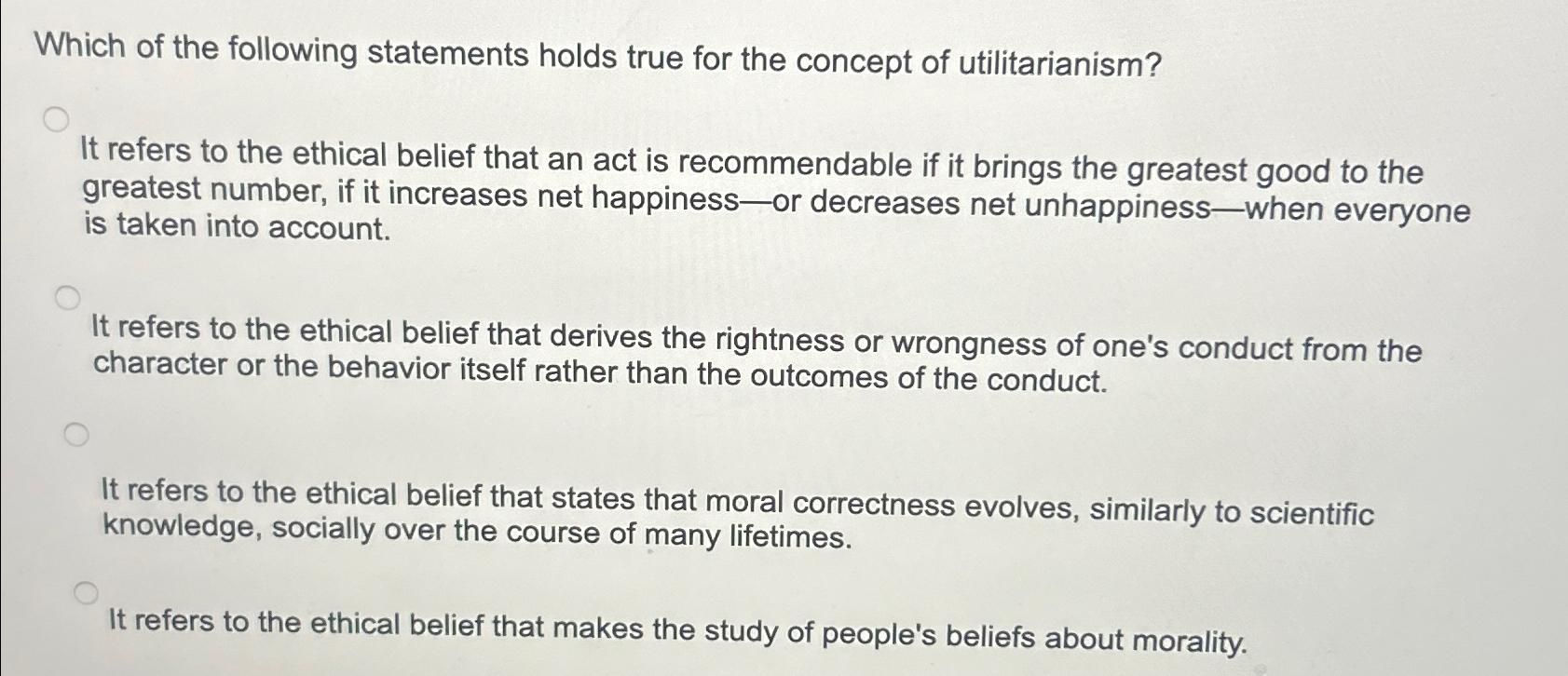 Solved Which of the following statements holds true for the | Chegg.com