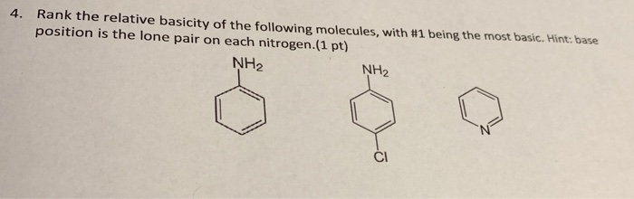 Solved 4. Rank the relative basicity of the following | Chegg.com