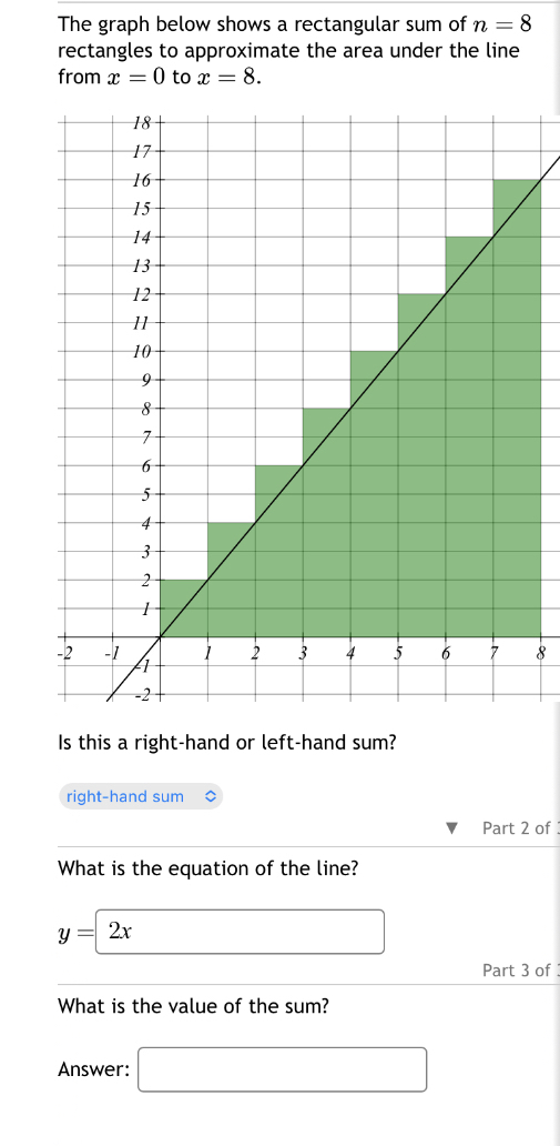 Solved The graph below shows a rectangular sum of n=8 | Chegg.com