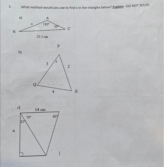 Solved What method would you use to find x in the triangles | Chegg.com