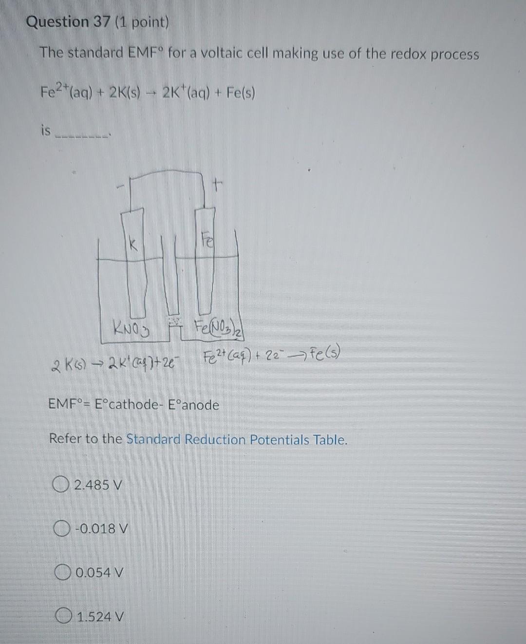 Solved The standard EMF∘ for a voltaic cell making use of | Chegg.com