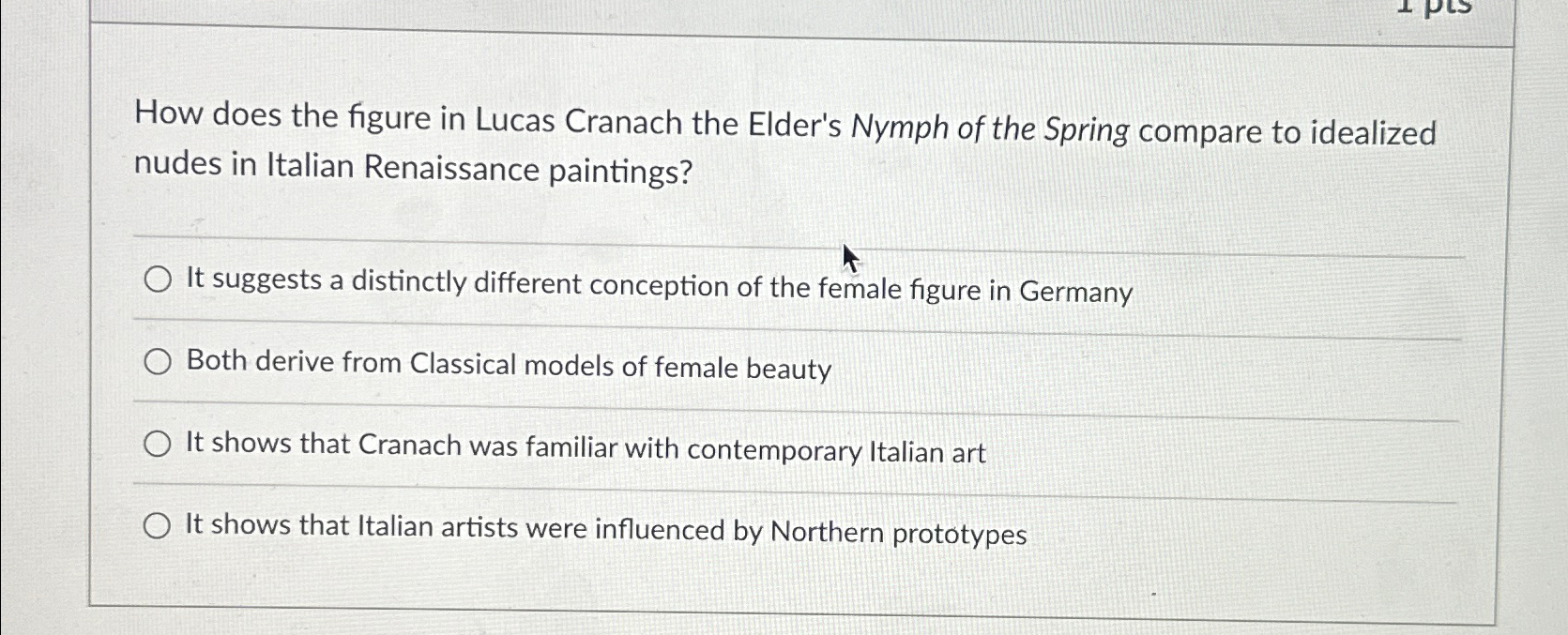Solved How does the figure in Lucas Cranach the Elder's | Chegg.com