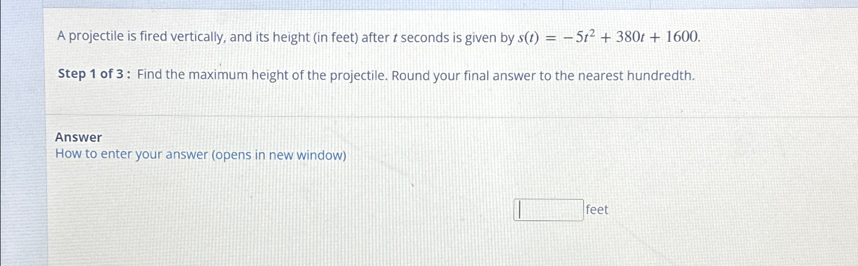 Solved A projectile is fired vertically, and its height (in | Chegg.com