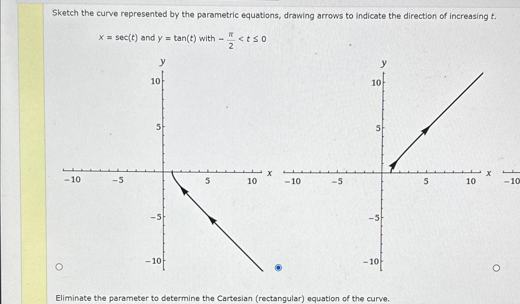 Solved Sketch the curve represented by the parametric | Chegg.com