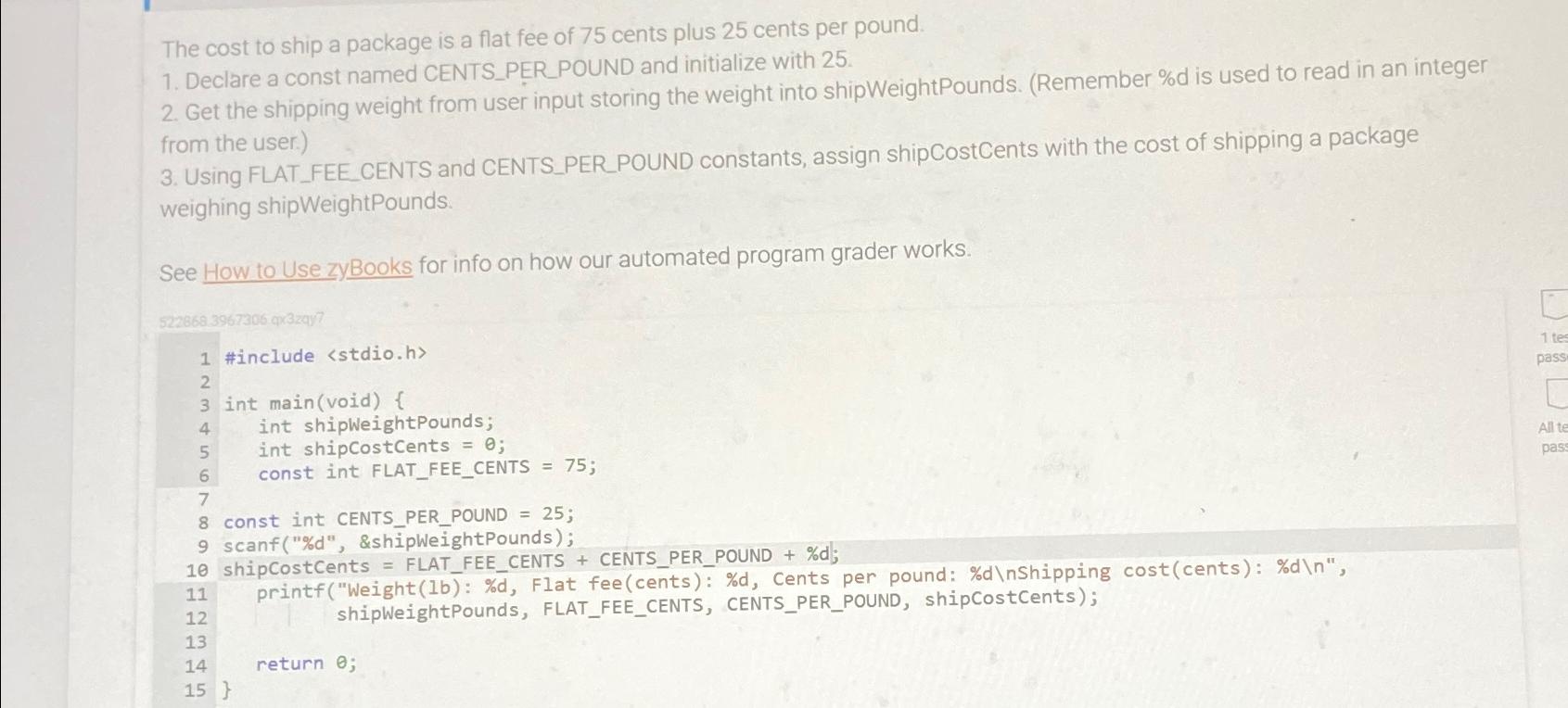 Solved The cost to ship a package is a flat fee of 75 ﻿cents | Chegg.com