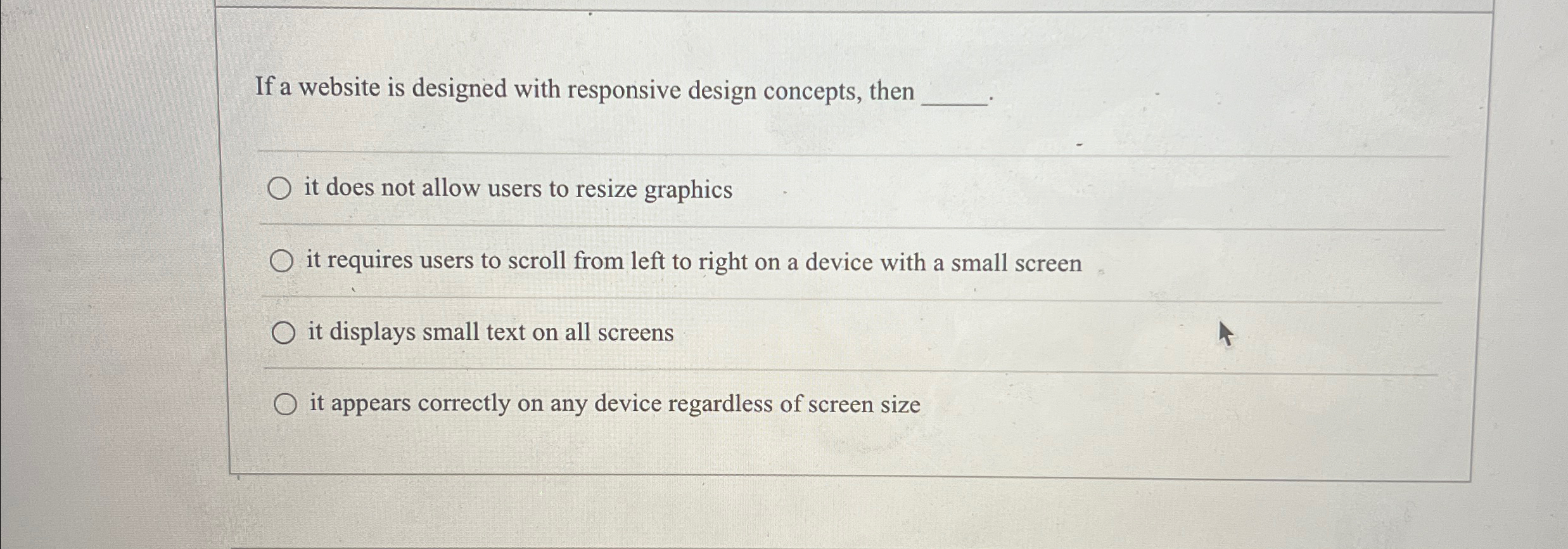 Solved If a website is designed with responsive design | Chegg.com