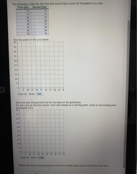 Solved The following is data for the first and second Quiz | Chegg.com