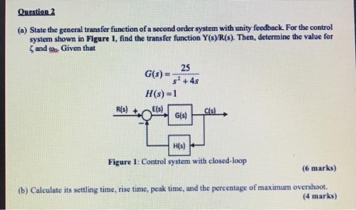 Solved Question 2 (a) State the general transfer function of | Chegg.com